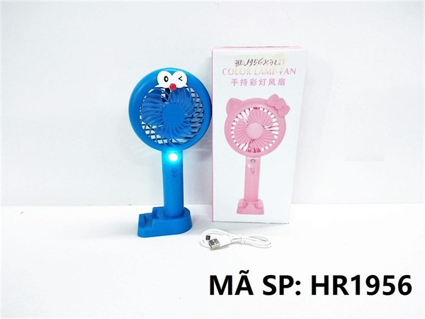 HR1956 HỘP QUẠT BÀN PIN DOREMON ĐÈN + SẠC USB