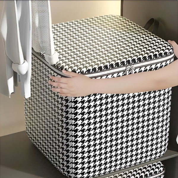 Caro: Hộp Đựng Chăn Màn Quần áo 100 Lít Màu sọc ca rô (T300) (Cái)