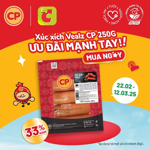 [CP x BIG C VIETNAM] Xúc Xích CP Giảm Sốc – Lên Đến 33%!