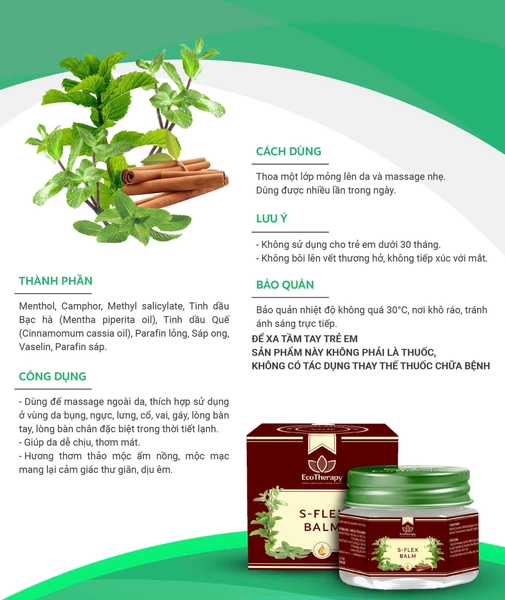 CAO XOA DƯỢC LIỆU S-FLEX BALM – XOA DỊU NHỮNG CƠN ĐAU KHÓ CHỊU