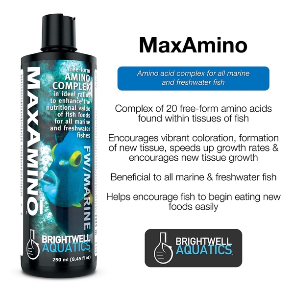 Brightwell Aquatics-MaxAmino-Cung cấp 20 axit amin cho cá cảnh ngọt & mặn