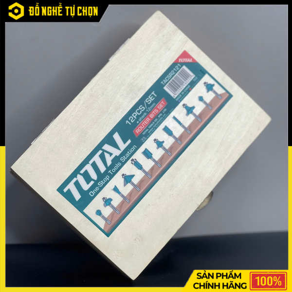Bộ Mũi Phay TOTAL TACSR2121 – 12 Chi Tiết – Cốt 12mm – Đựng Hộp Gỗ ...