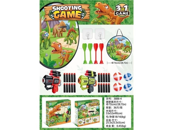 3888-4 HỘP CÂY BẮN HÍT 2C + BIA KHỦNG LONG + BANH + HÍT