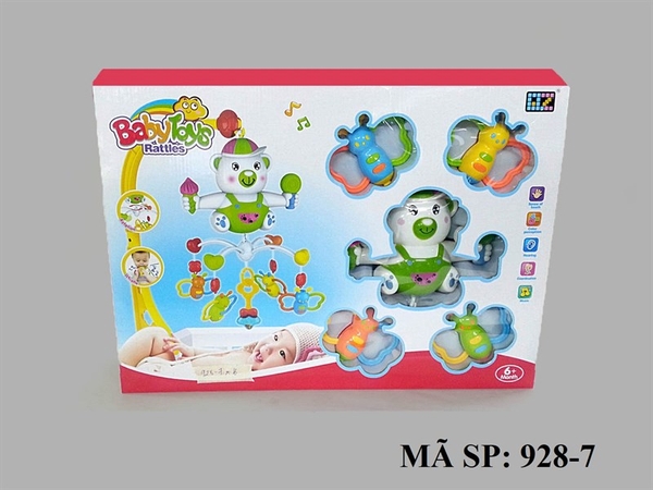 928-7 HỘP LẮC TREO NÔI PIN (GẤU + 4C BƯỚM)