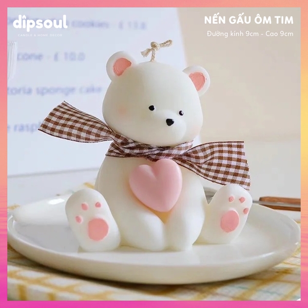 Nến thơm gấu ôm tim cap cấp - Dipsoul Candle