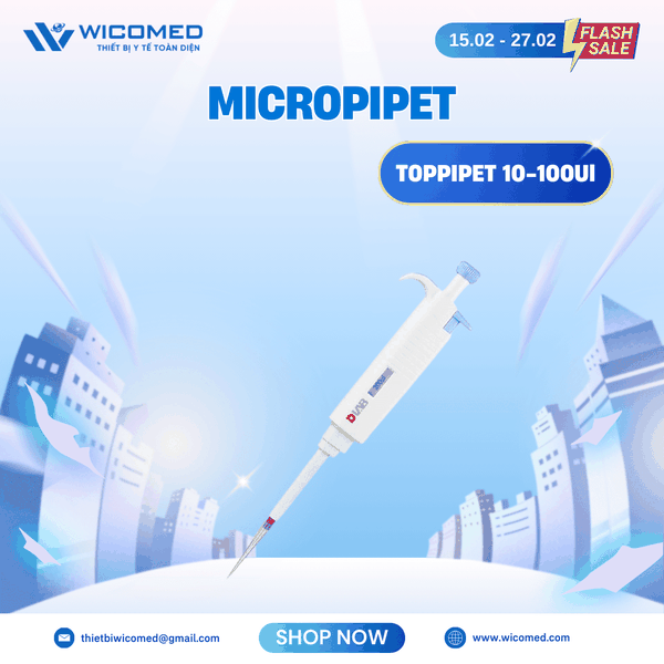 Micropipet Thay Đổi Thể Tích TopPette | 10-100μl | WICOMED - Thiết Bị Y ...