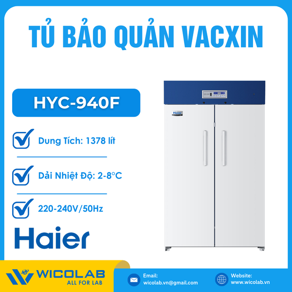 Tủ Bảo Quản Dược Phẩm-Vacxin 2-8 Độ Haier HYC-940F | 940 Lít | WICOLAB ...
