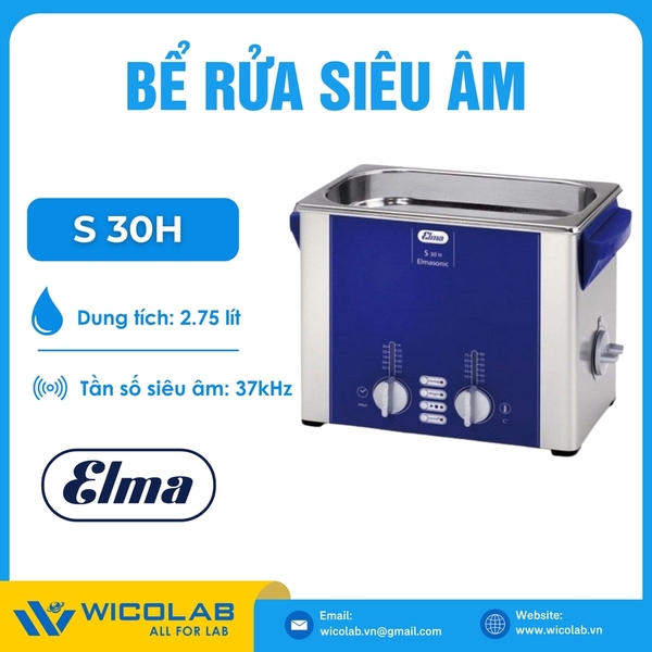 Bể Rửa Siêu Âm Gia Nhiệt Elma S30H | 2.75 Lít | WICOLAB.VN - All For Lab