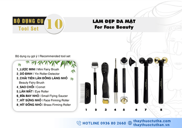 Bộ dụng cụ 10 Dùng Làm Đẹp Da Mặt | Tool Set 10 For Face Beauty
