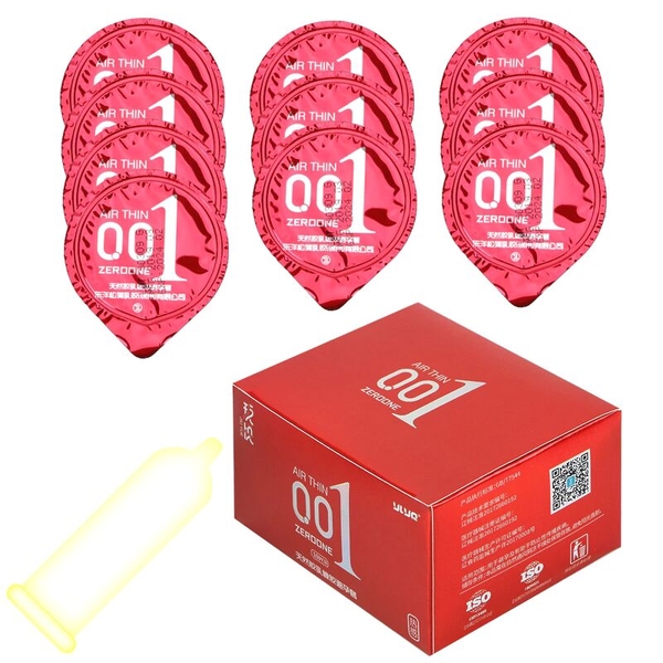 Bao cao su siêu mỏng Olo 0.01 Đỏ tinh chất ấm nóng, hộp 10 chiếc chính hãng