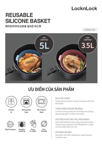 CKB002PIK – KHAY SILICONE dành cho nồi chiên không dầu và lò vi sóng