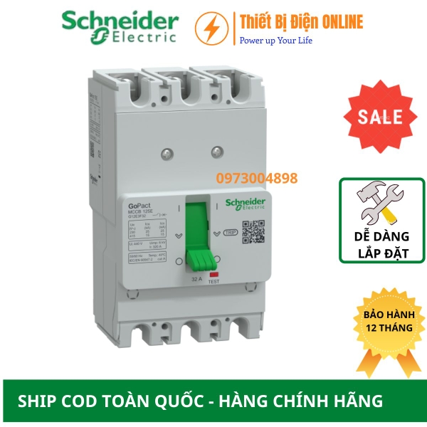 Schneider G12E3F32 MCCB 3P 32A 15KA Gopact 125T Aptomat Cầu dao tự độn