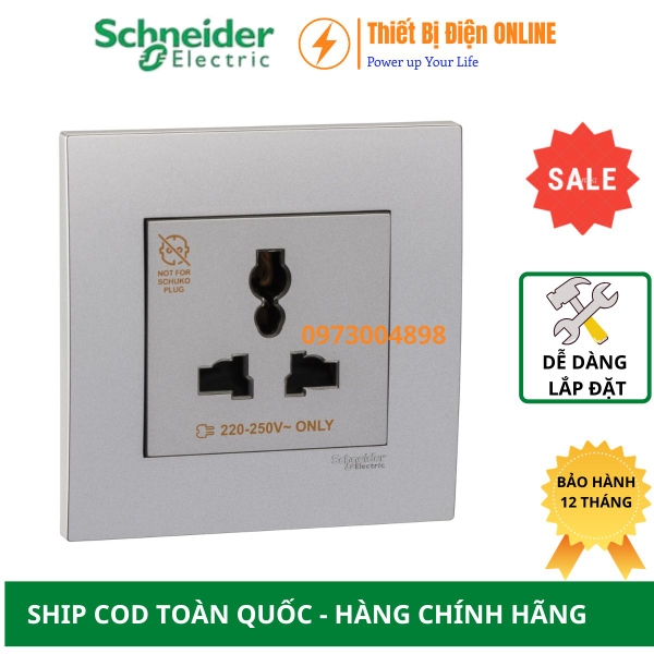 KB413S_AS_G19 Schneider Ổ cắm đơn đa năng Vivace 3 chân 2P+E màu xám b