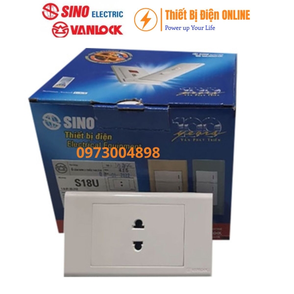 S18U Ổ cắm đơn 2 chấu Sino Vanlock S18