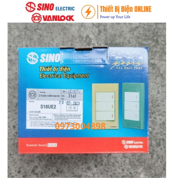 S18UE2 Ổ cắm đôi 3 chấu Sino Vanlock S18