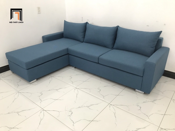 Bộ ghế sofa góc gia đình GT1 2m2 x 1m6 xanh dương vải bố