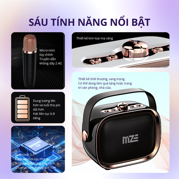 Loa bluetooth mini karaoke MZE Wave Pro I BS01