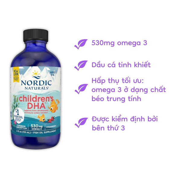 Siro bổ sung DHA cho trẻ từ 1 tuổi Nordic Natural Children DHA 119ml
