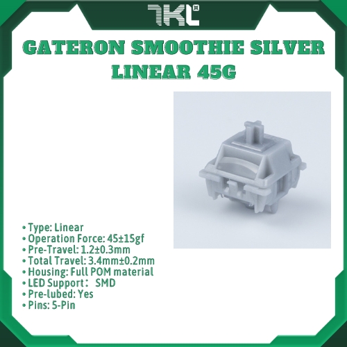 Switch Gateron Smoothie Silver | Gateron | Linear 45g | Tản led đẹp