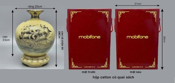 Bình Hút Lộc cảnh Thuận Buồm Xuôi Gió H23 in Logo Doanh Nghiệp vẽ vàng 24k