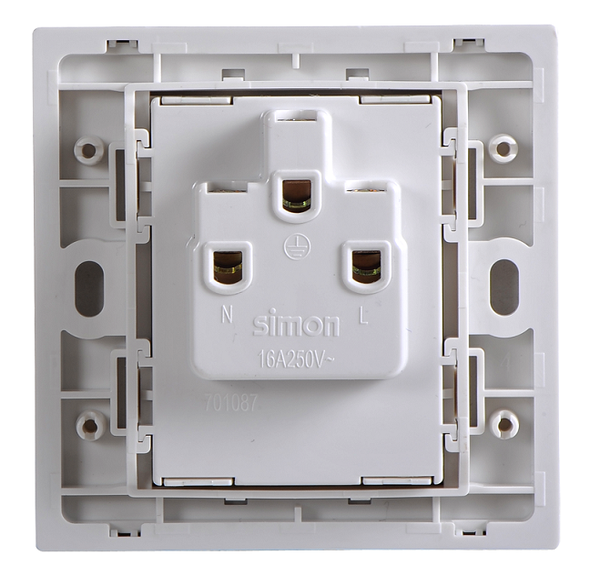 Ổ cắm đơn 3 chấu chuẩn Âu - Mỹ 16A Simon I7 701087-61 màu xám