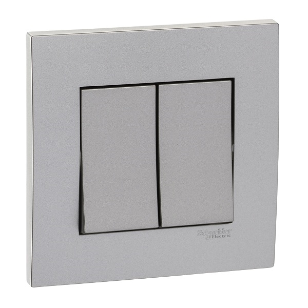 Bộ Công Tắc Đôi 2 Chiều 16AX Vivace Schneider KB32_AS_G19, 86x86mm, Màu ...
