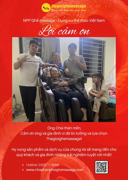 Xin cảm ơn ông Chai đã tin dùng sản phẩm của Thegioighemassage