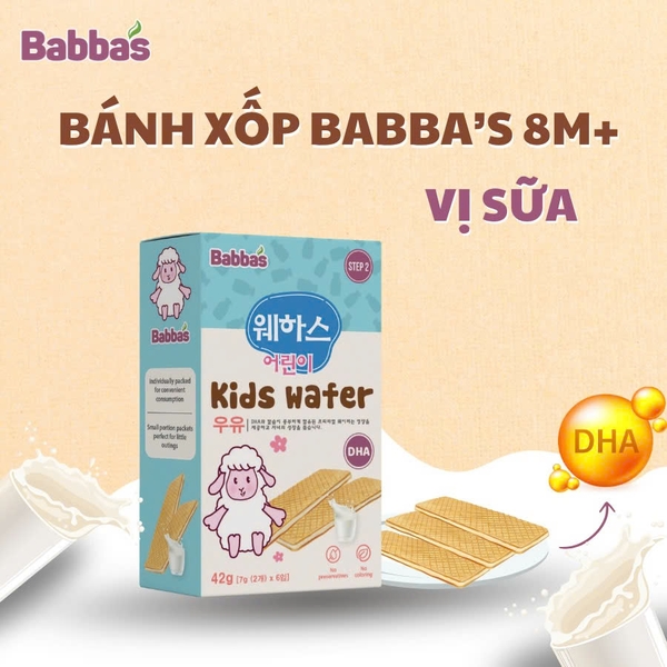 Bánh xốp Babba's vị Sữa (42g) cho bé 8M+