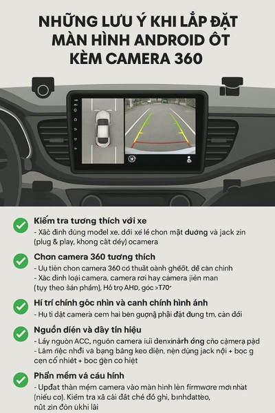 Những Lưu Ý Khi Lắp Đặt Màn Hình Android Ô Tô Kèm Camera 360