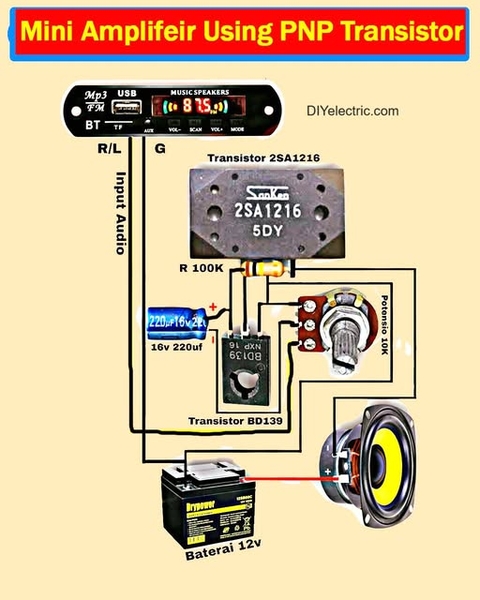 mini amplifier using pnp transistor