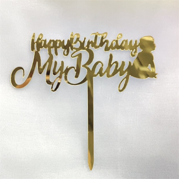 Topper mica HPBD my baby VÀNG