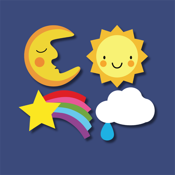 set que giấy mặt trăng-mặt trời,cầu vồng,mây mưa (set 2c)