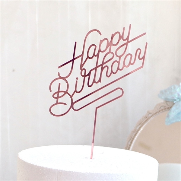 Topper mica HPBD 3 gạch chân HỒNG