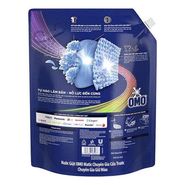 Nước giặt OMO Matic Cửa Trước Chuyên Gia Giữ Màu Túi 3.6kg