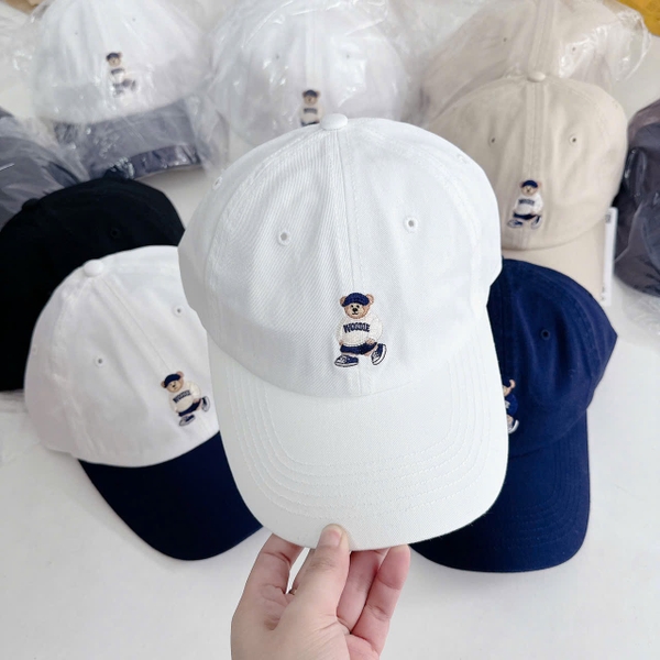 SPAO BEAR BALL CAP WHITE - Mũ lưỡi trai, nón kết màu trắng