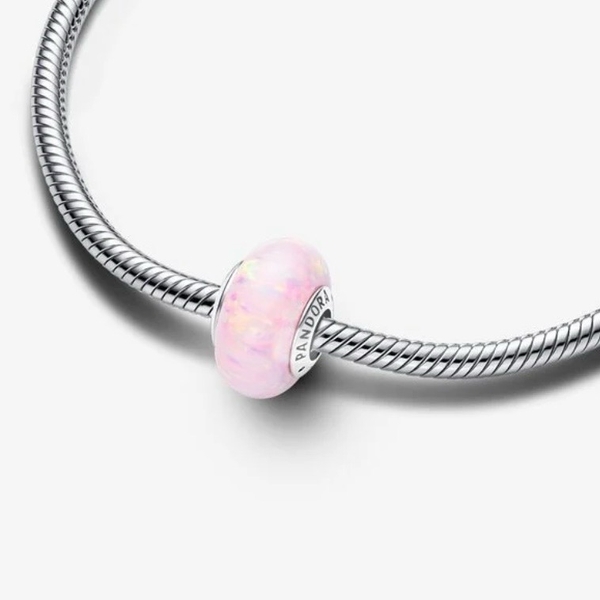 PANDORA Opalescent Pink Charm (Silver Sterling, Opal Lap-created) - Hạ