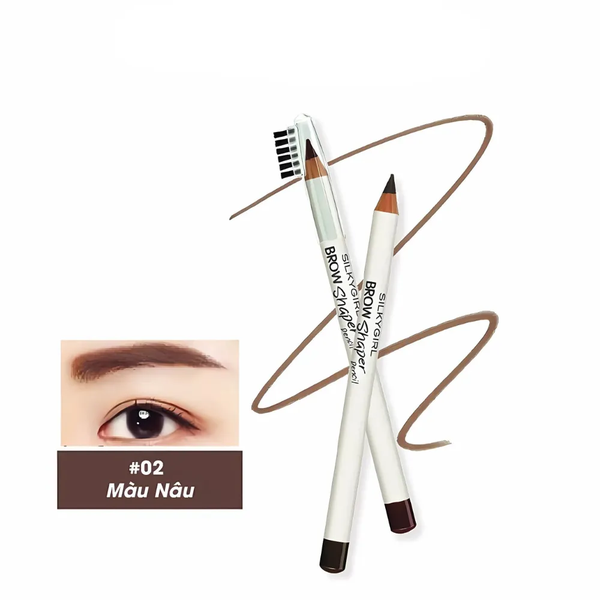 Chì kẻ chân mày Silkygirl kèm chổi màu xám/màu nâu 1.14g