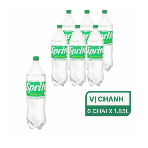 Lốc 6 chai nước ngọt Sprite chanh 1.85L