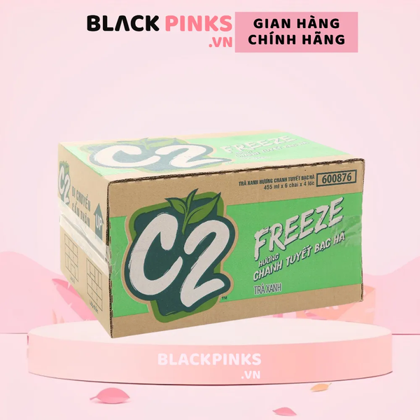 Thùng 24 chai trà xanh C2 Freeze hương chanh tuyết bạc hà 455ml
