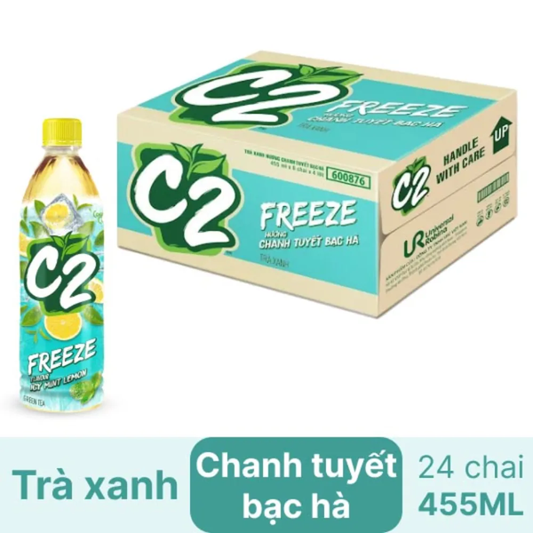 Thùng 24 chai trà xanh C2 Freeze hương chanh tuyết bạc hà 455ml