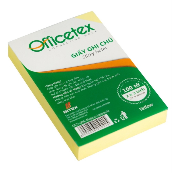 Giấy Note Officetex 3x2 Màu Vàng