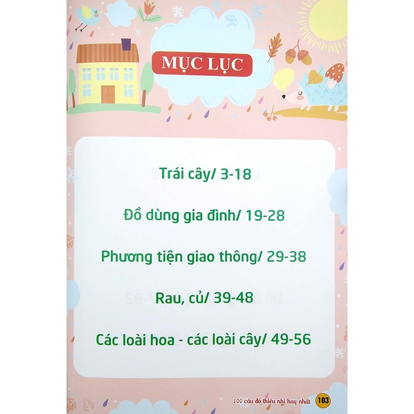 100 Câu Đố Thiếu Nhi Hay Nhất - Giáo Dục Sớm Sách Tập Đọc Cho Trẻ