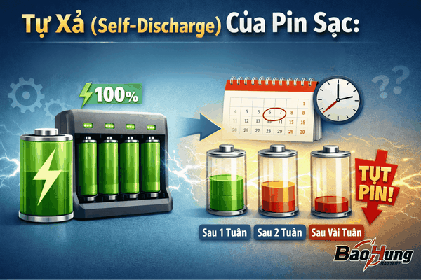 Tự Xả (Self-Discharge) Của Pin Sạc: Vì Sao Sạc Xong Để Vài Tuần Đã Tụt