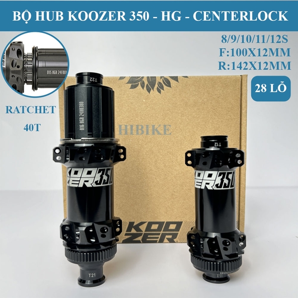 Bộ Hub KOOZER 350 Ratchet 40T 28 Lỗ - Phanh Đĩa Centerlock - Tăm Thẳng