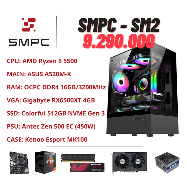 Gaming PC - SM2 l 5500/5600X, A520, 6500XT