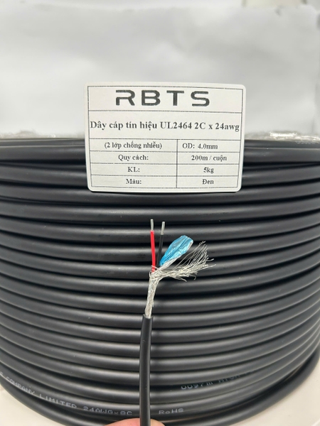 Dây cáp tín liệu UL2464 2 lõi 20awg, 22awg, 24awg - 2 lớp chống nhiễu