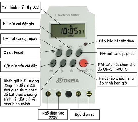 Timer Hẹn Giờ Điện Tử KG316T-II 220V – Bơm Nước Mini