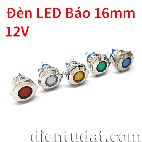 Đèn LED Báo 16mm Chống Nước 12V - Đỏ Trắng Vàng Xanh Lá Xanh Dương ...