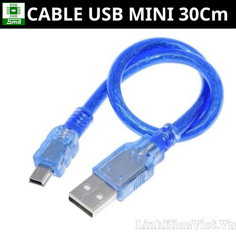 Cable USB Mini USB 30cm Màu xanh – Linh kiện điện tử SMD