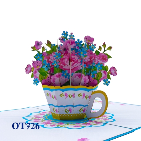 Mixed Flowers Cup Pop Up Card